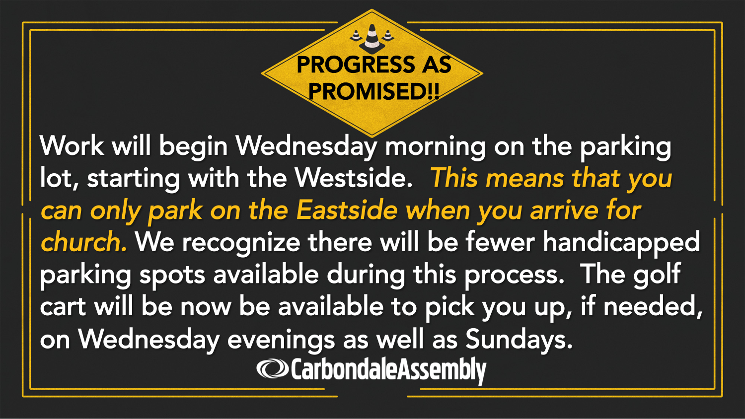 progress as promised – Carbondale Assembly of God